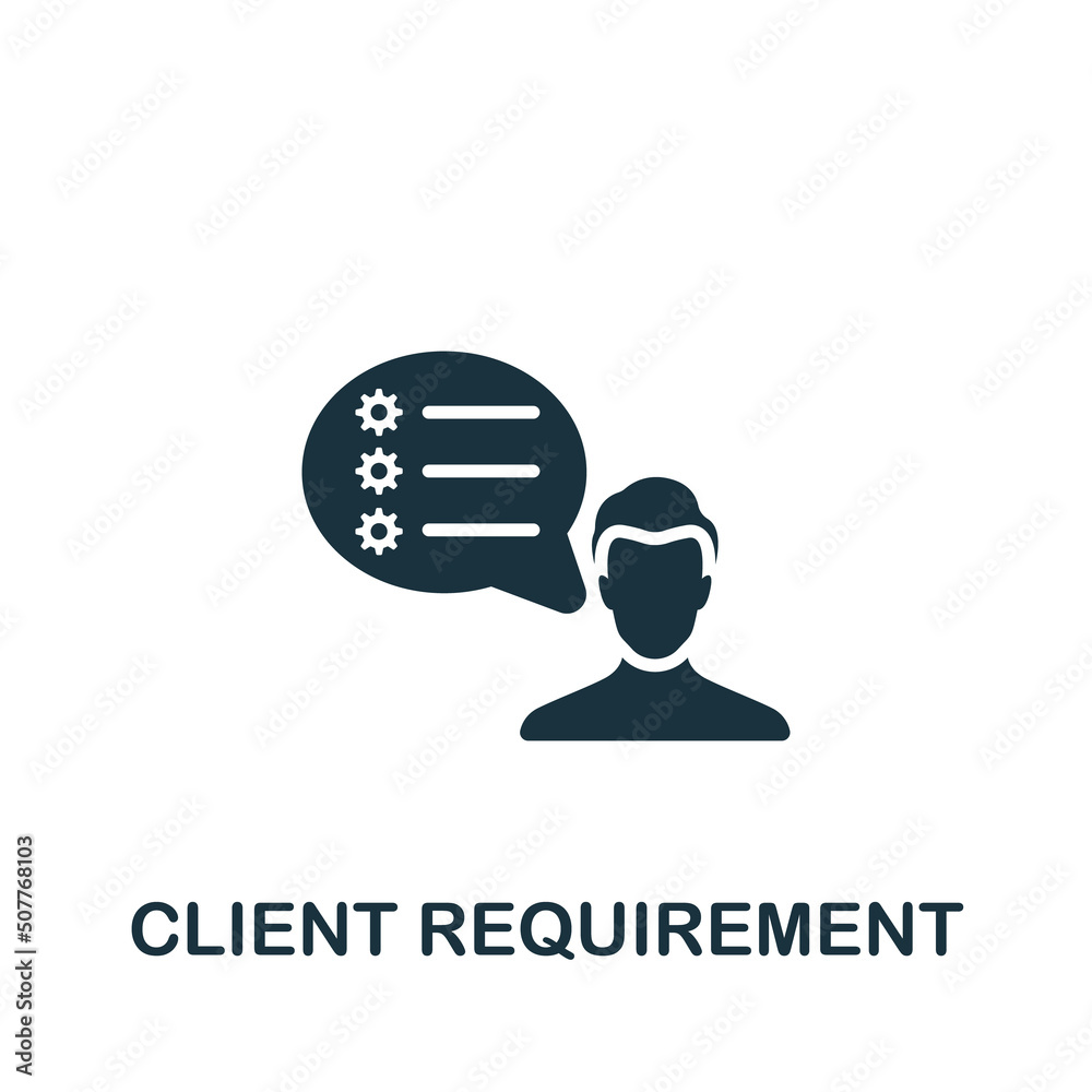 Client Requirement icon. Monochrome simple Web Development icon for ...