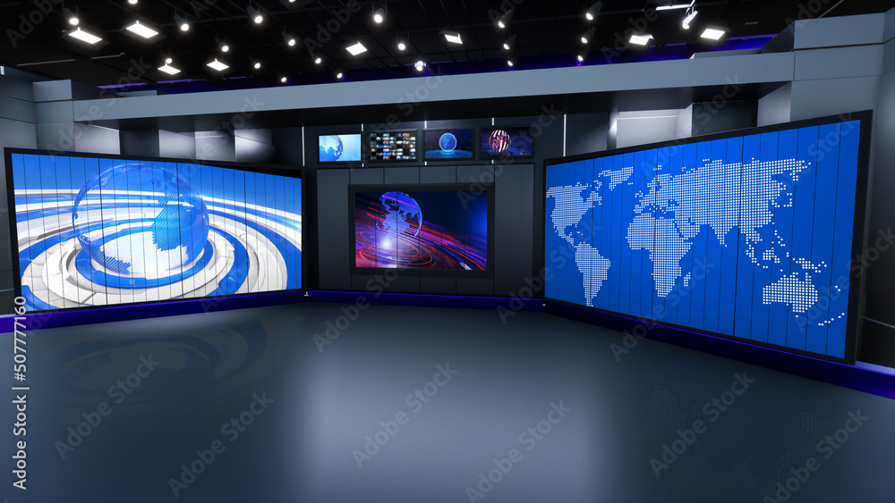 News Studio, Backdrop For TV Shows .TV On Wall.3D Virtual News Studio ...