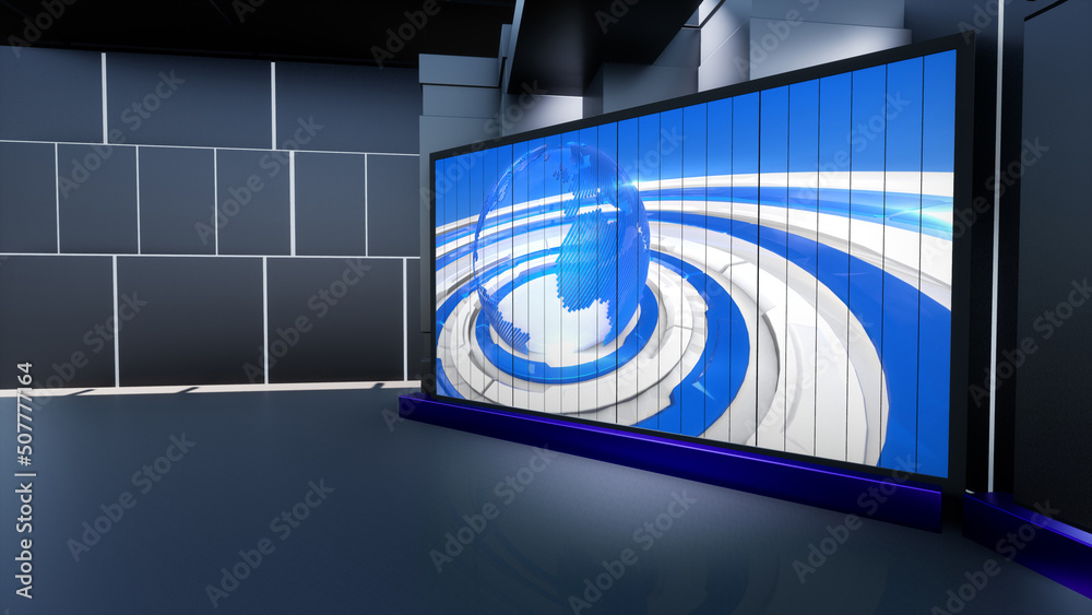 News Studio, Backdrop For TV Shows .TV On Wall.3D Virtual News Studio ...