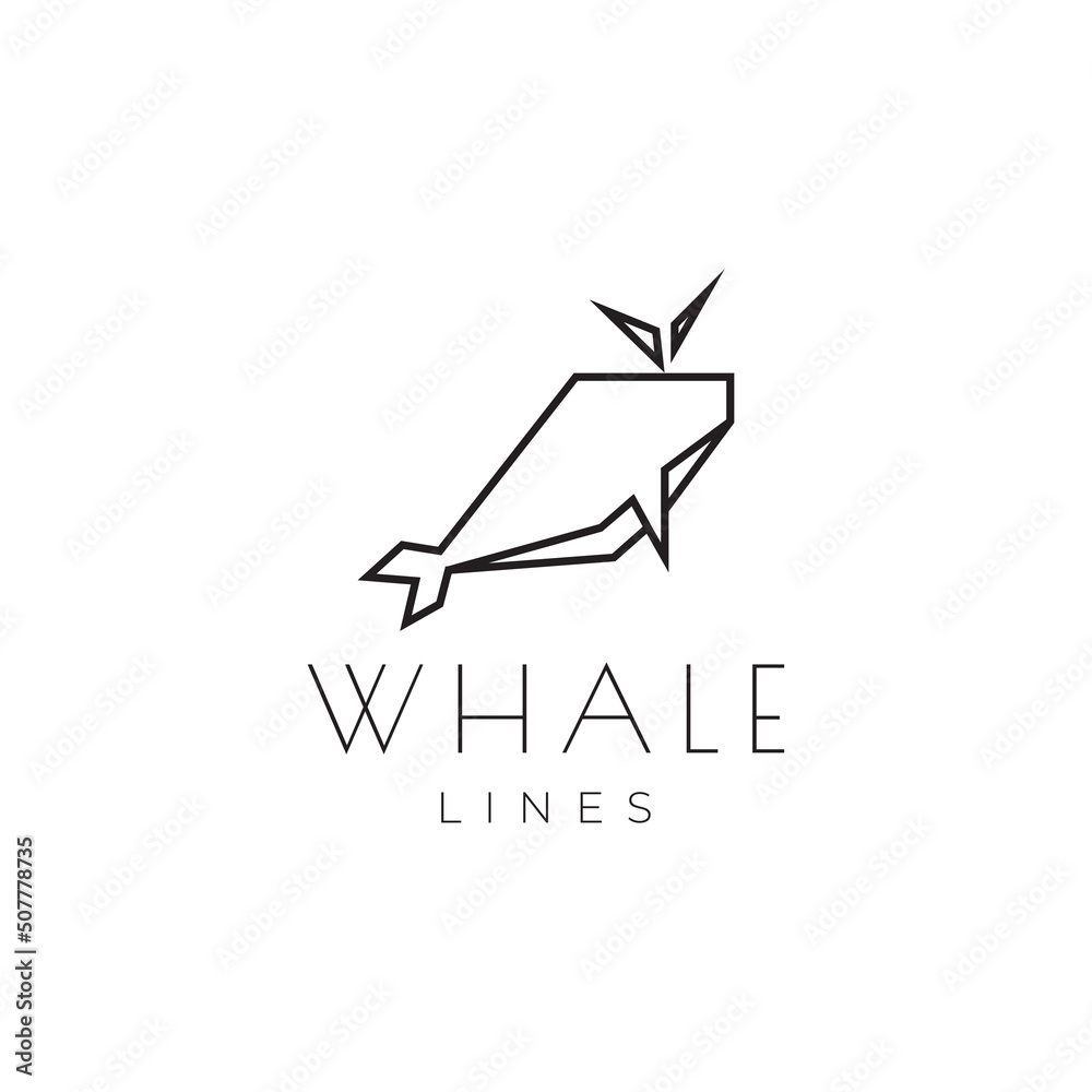 line polygon origami whale logo design vector graphic symbol icon ...