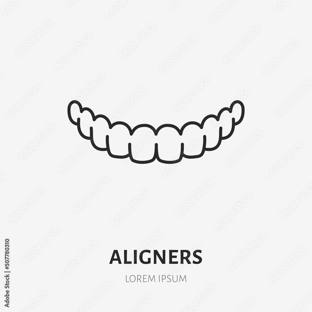 Aligner doodle line icon. Vector thin outline illustration of human ...