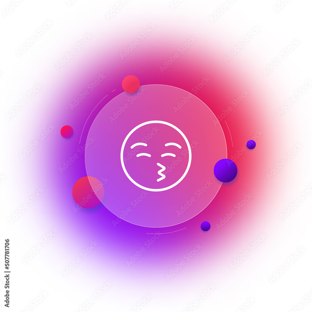 Kiss line icon. Love, sympathy, heart, lips, round face, emotions ...