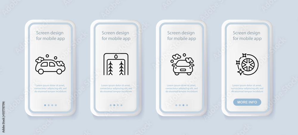 Car service set icon. Exhaust, smoke, wheel, tire, clean, shine, stars ...