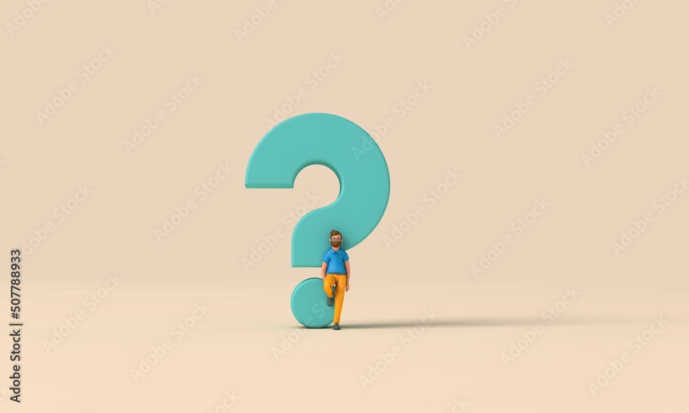 3D character with a question mark symbol. 3d rendering Stock ...