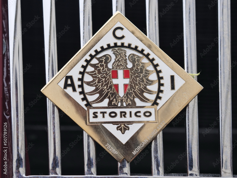 Automobile club Italy vintage sports car logo brand text on racing car ...