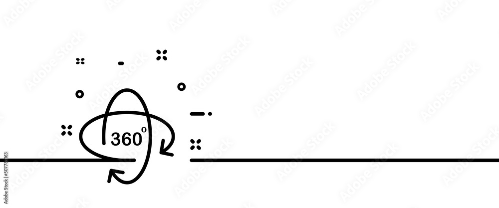 360 degrees line icon. VR, virtual reality, watch video, play game ...