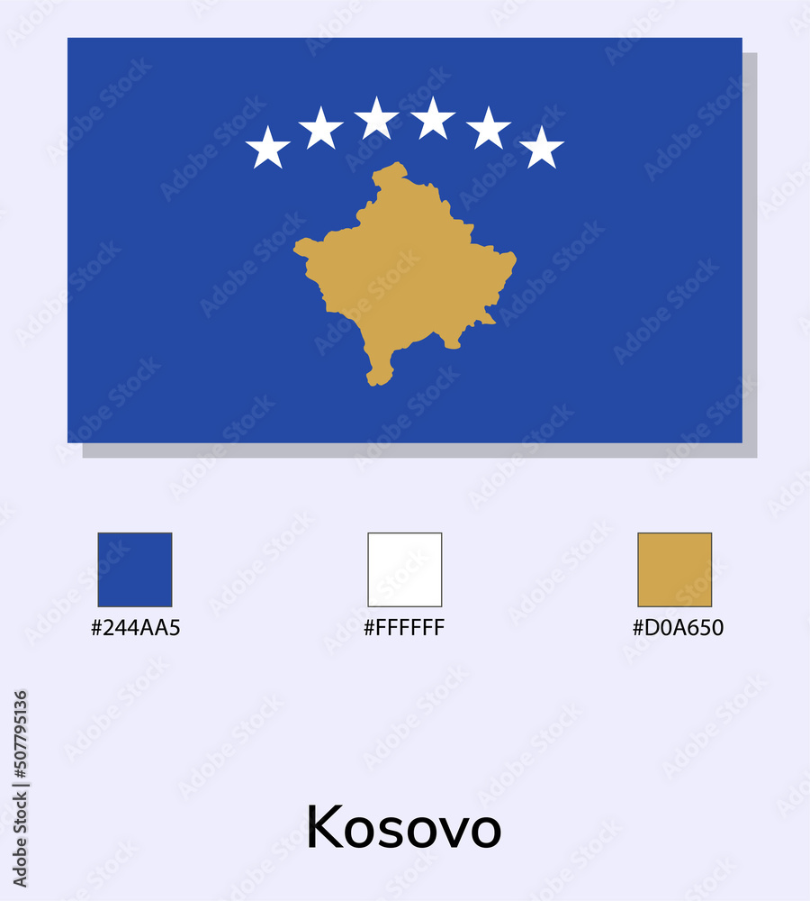 Vector Illustration of Kosovo flag isolated on light blue background ...