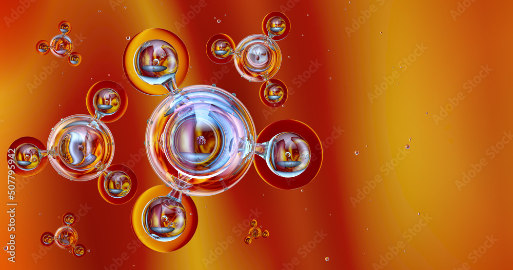 Molecule structure model, inorganic compound: atoms bonded to single ...