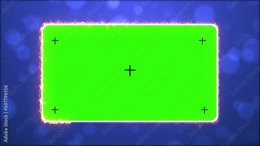 Blue particles animation and front green screen, rectangle shape and ...