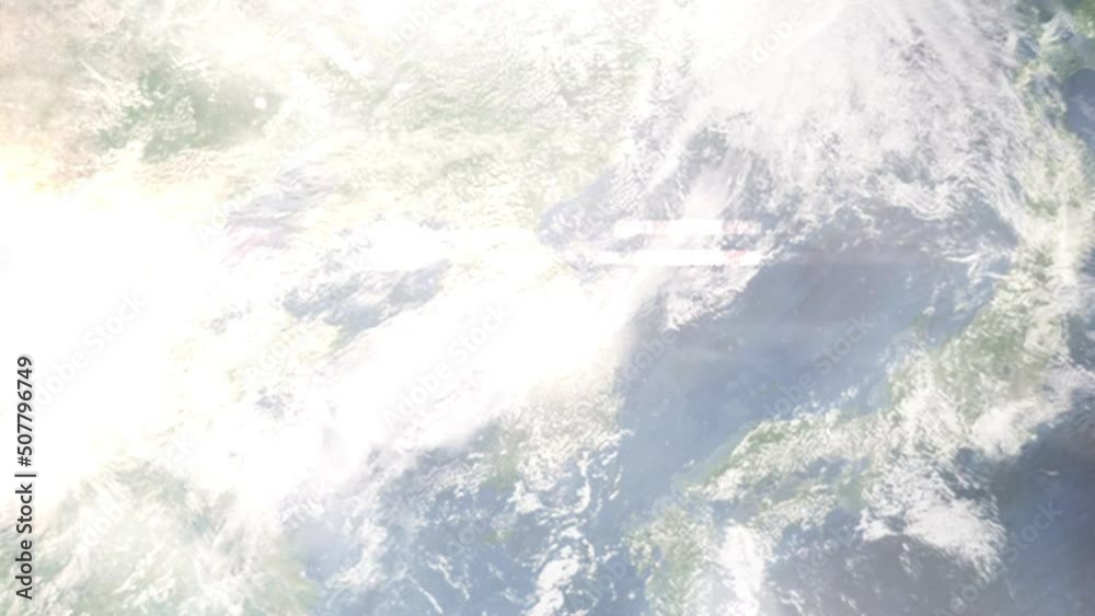 Earth zoom in from outer space to city. Zooming on Chuncheon, Gangwon ...