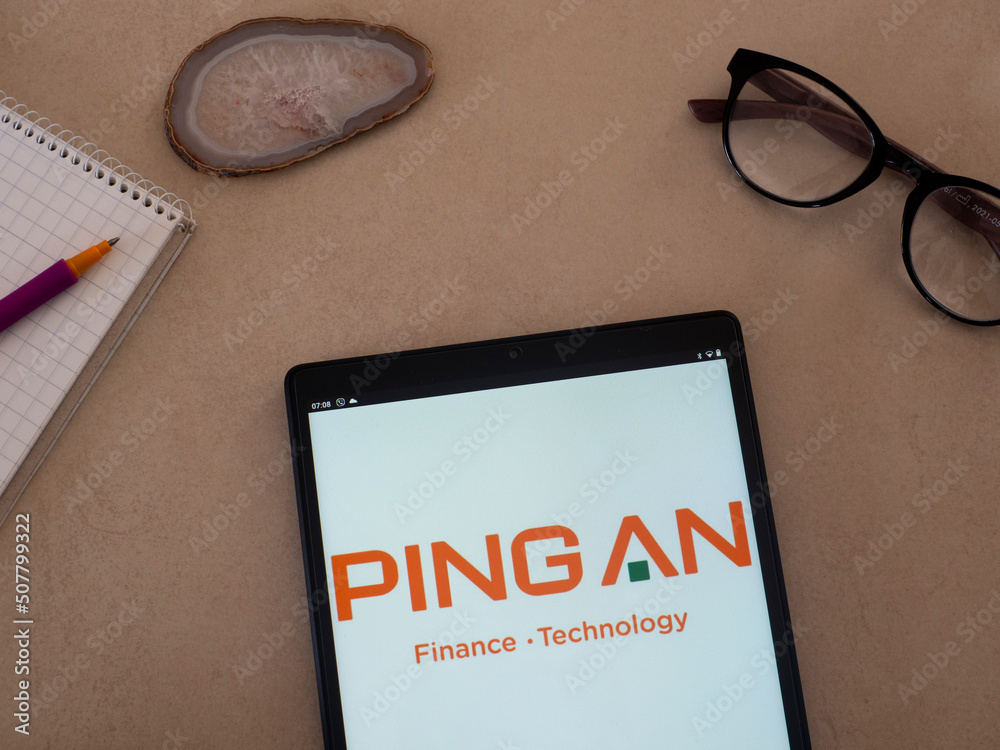 In this photo illustration Ping An Group logo seen displayed on a ...