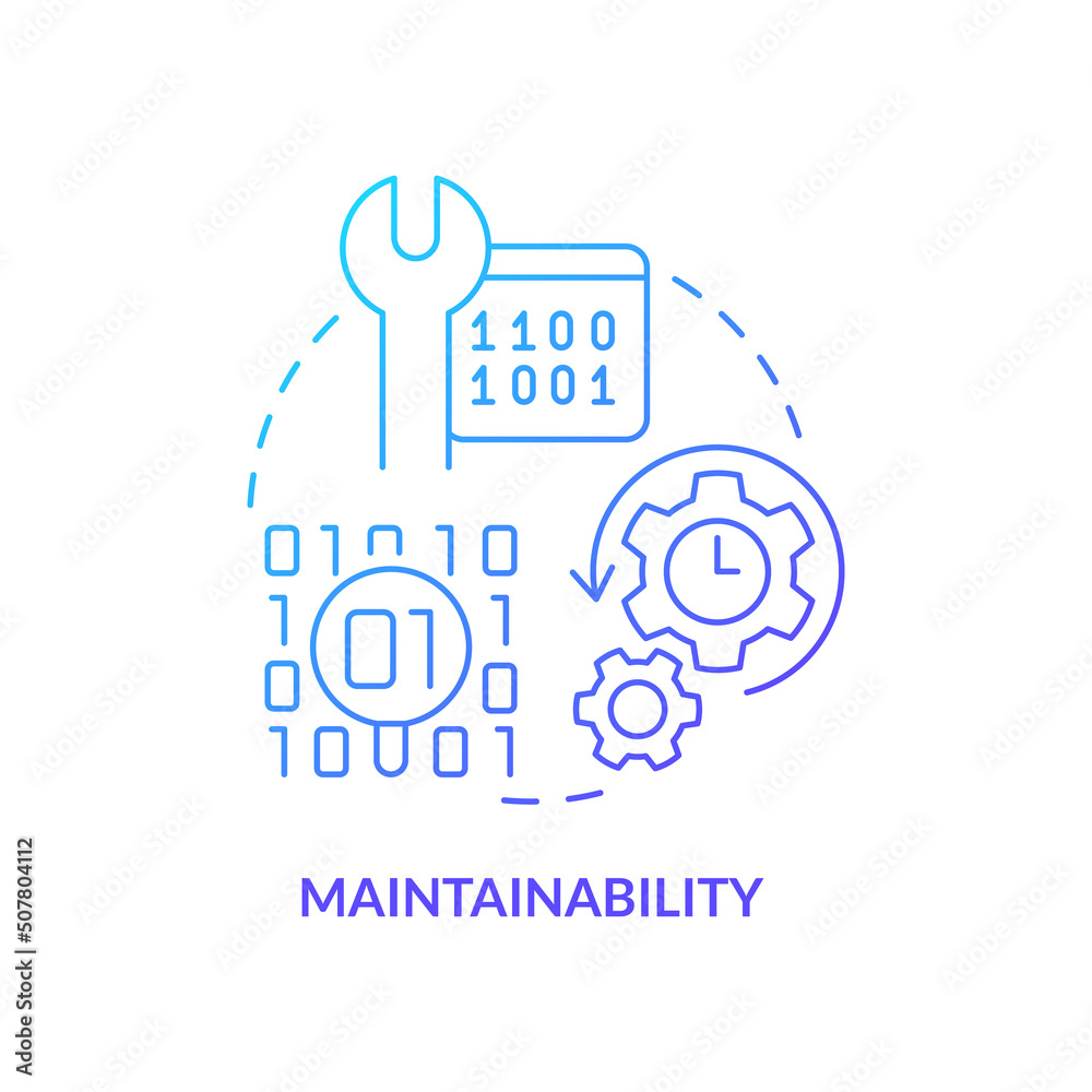 Maintainability Blue Gradient Concept Icon Update And Modify Apps