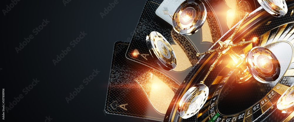 Casino concept, Poster for casino design, luxury style, black and gold ...