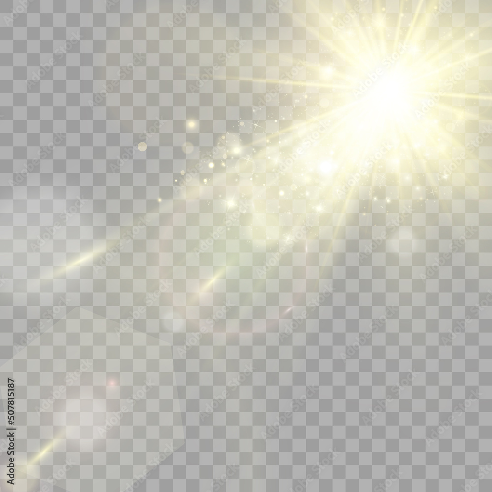 Sparks sparkle with a special light effect. Vector glitters on a ...