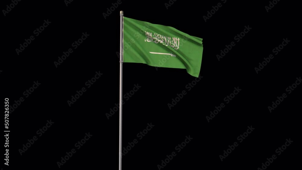 Saudi Arabia flag, 4k video background is transparent Stock Video ...