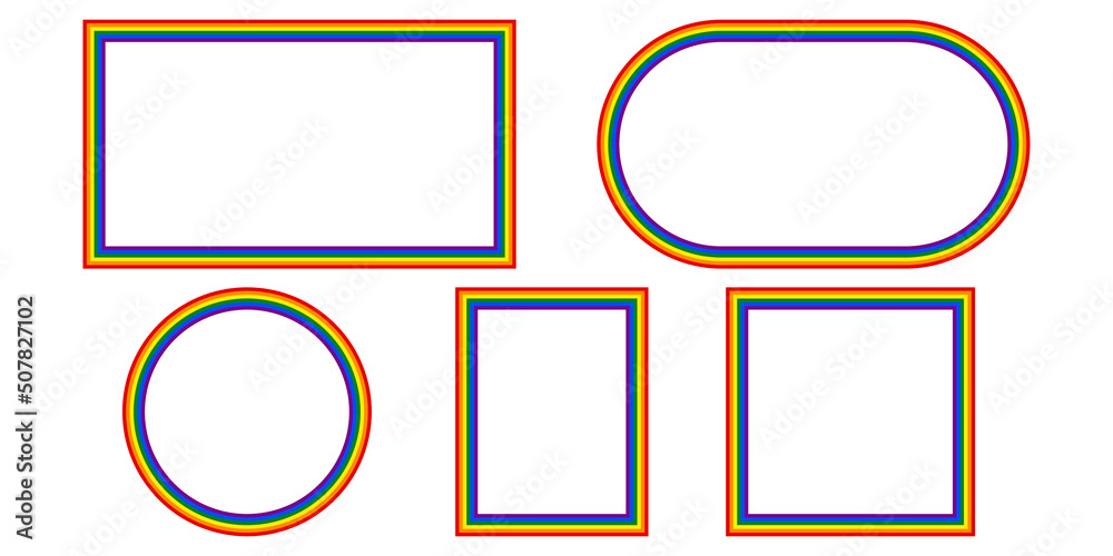 Flag LGBT icons, round and squared frames. Template border, vector ...