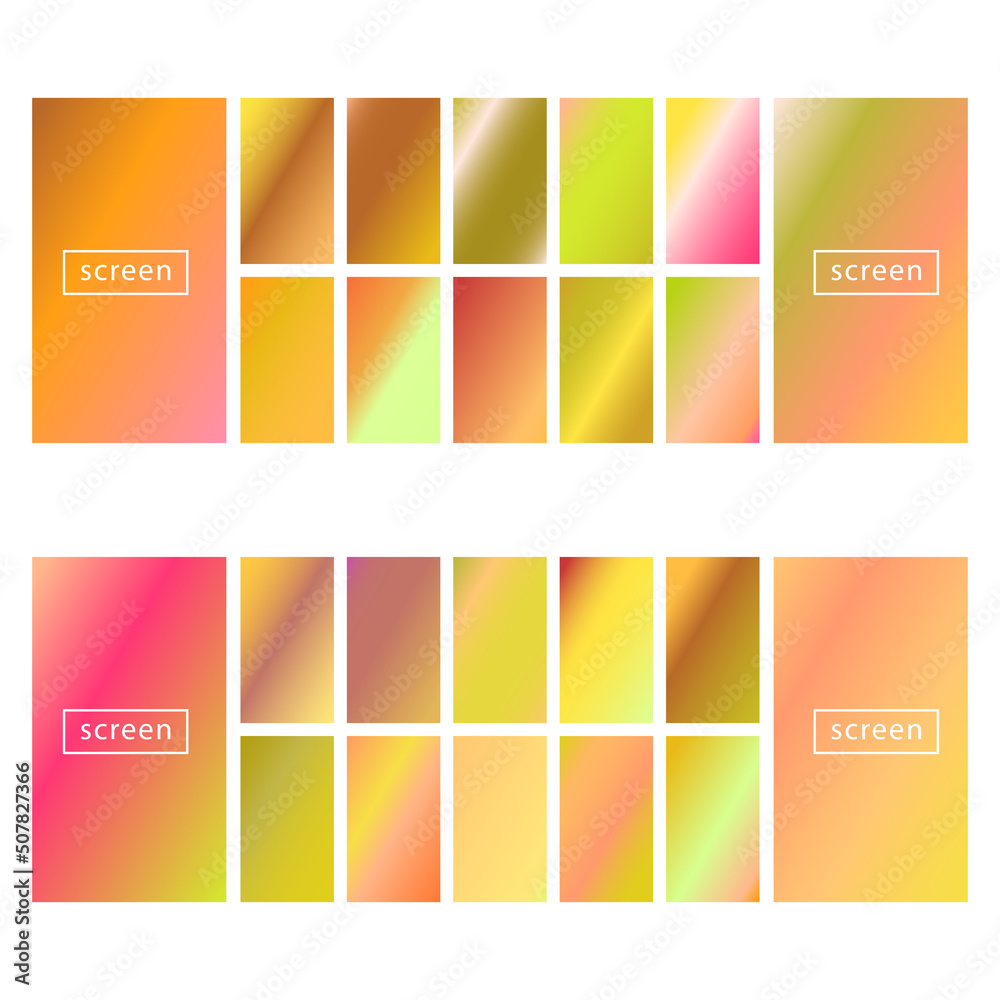 Mobile screen lock display collection of colorful backgrounds in trendy ...