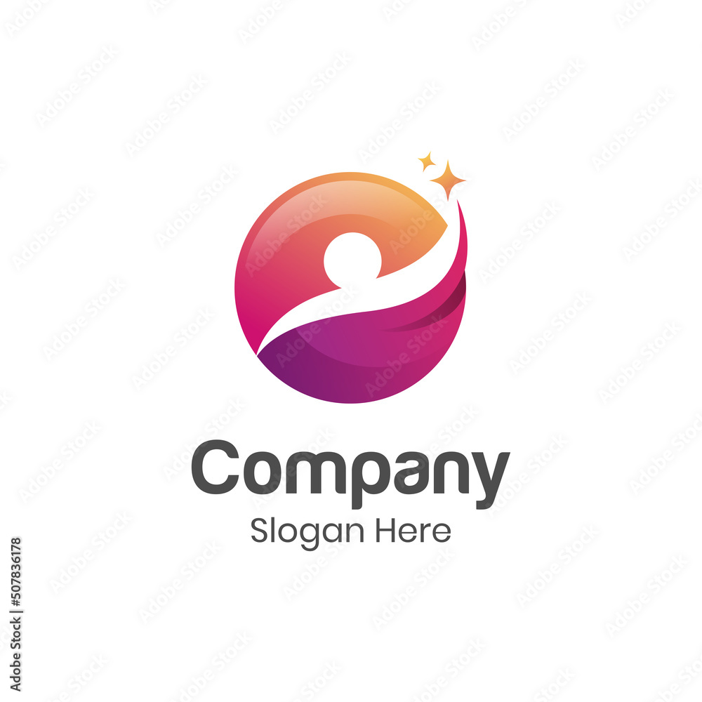 abstract kids or people reaching dream logo, night dream logo can be ...