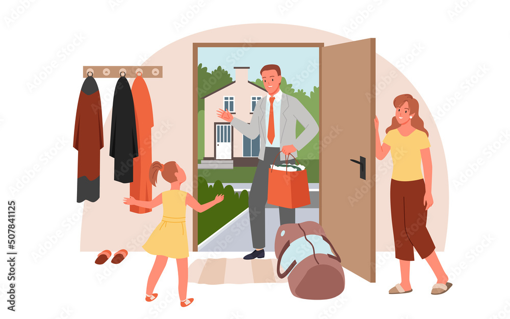 Cartoon Family Going Home