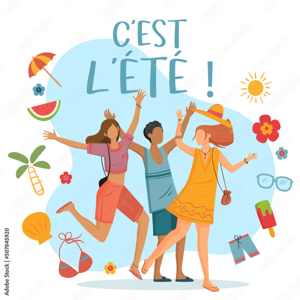 C'est l'été ! Titre et illustrations colorées autour des vacances et de ...
