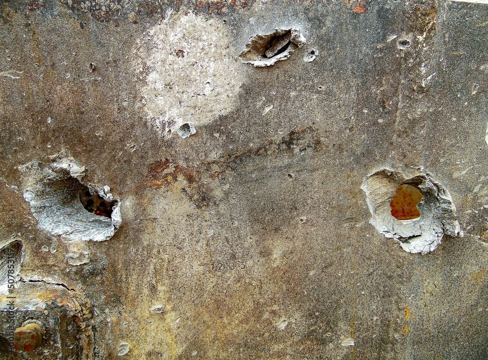 tank armor slashed by shrapnel from a wrecked tank, close-up Stock ...