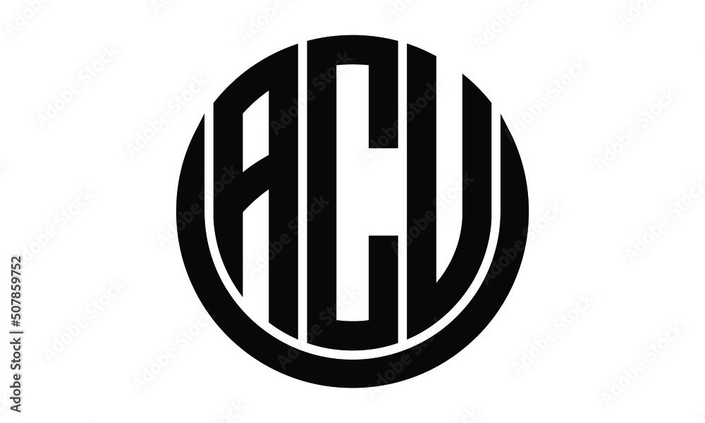 ACU shield with round shape logo design vector template | monogram logo ...