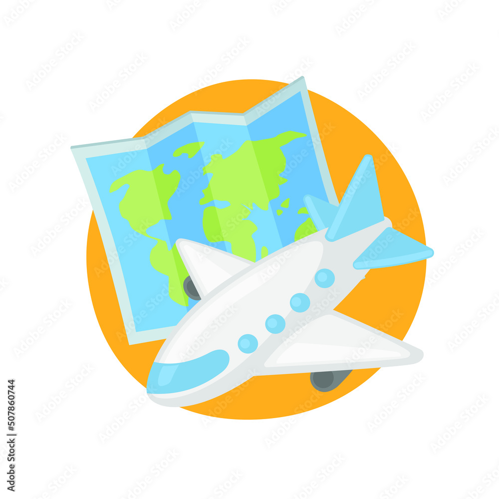 Travel Sign Emoji Icon Illustration. Map Plane Vector Symbol Emoticon ...