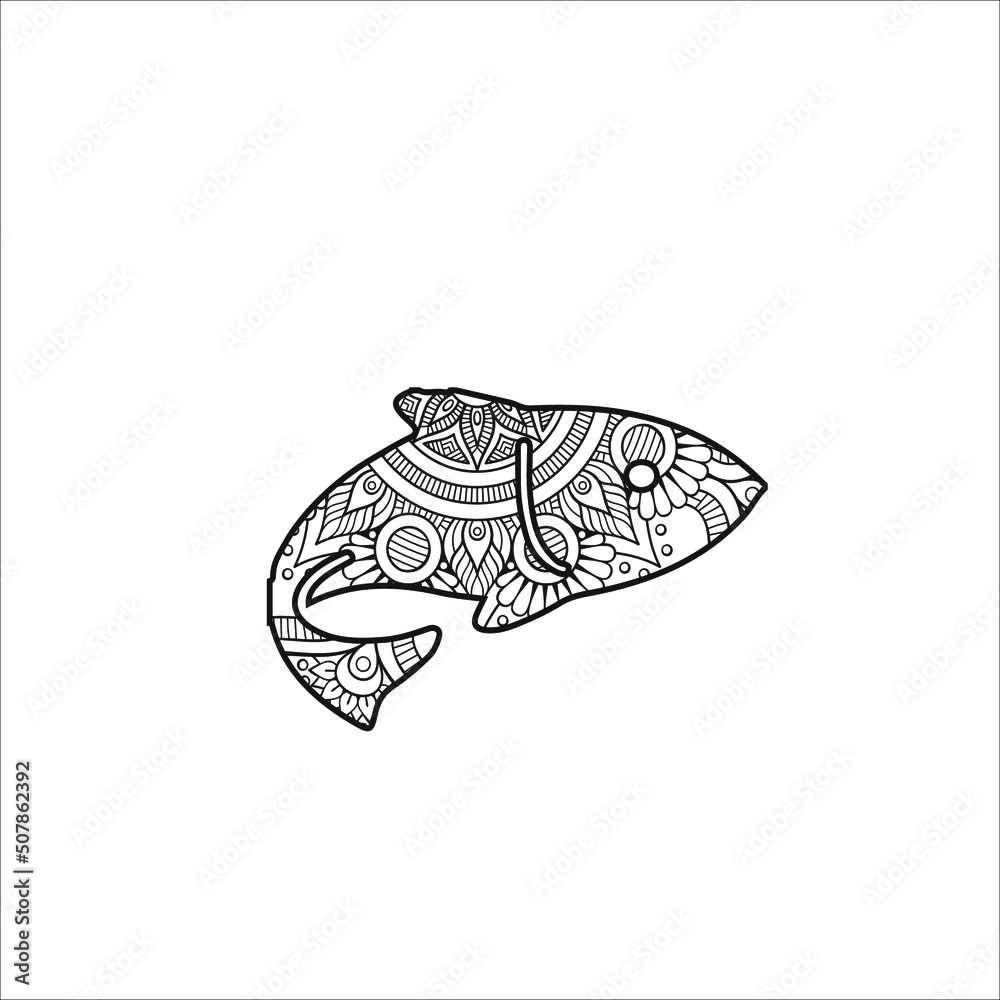 Mandala fish coloring page for kids Stock Vector | Adobe Stock