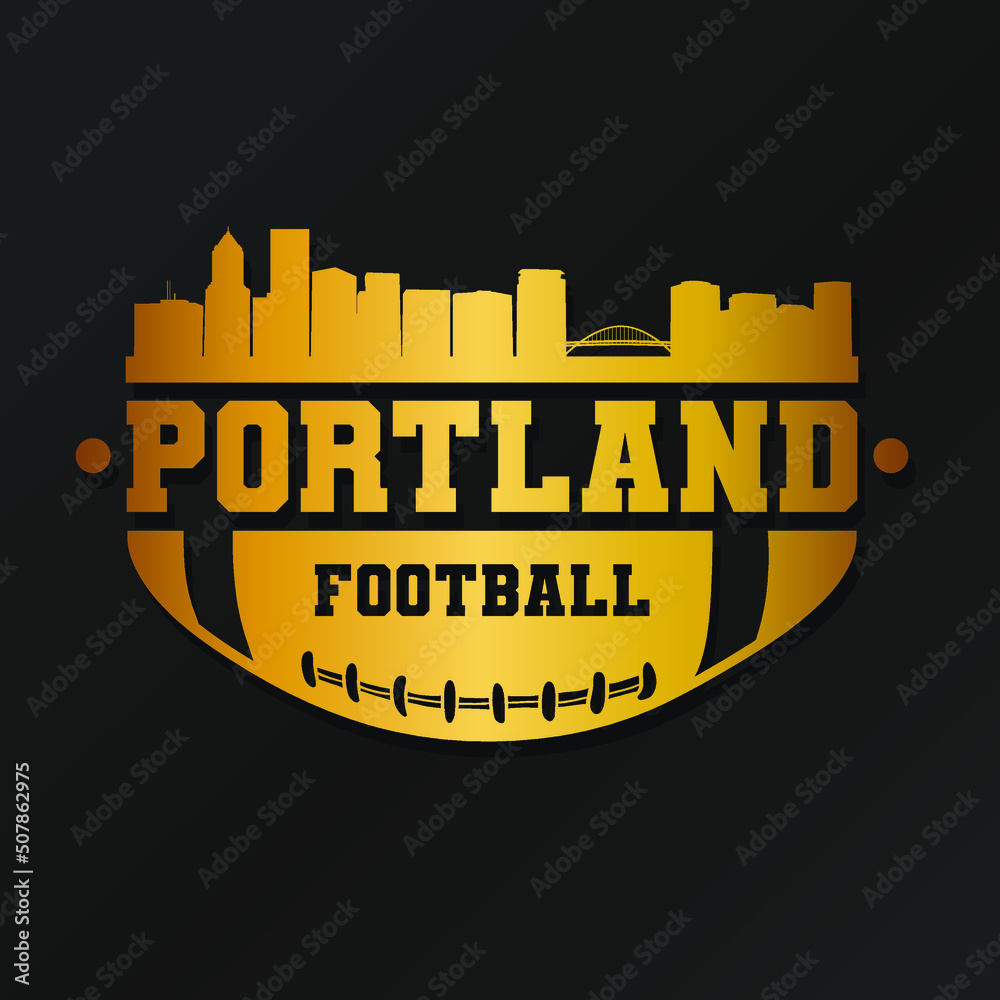 Portland, OR, USA American Football Gold Skyline City Silhouette Vector ...