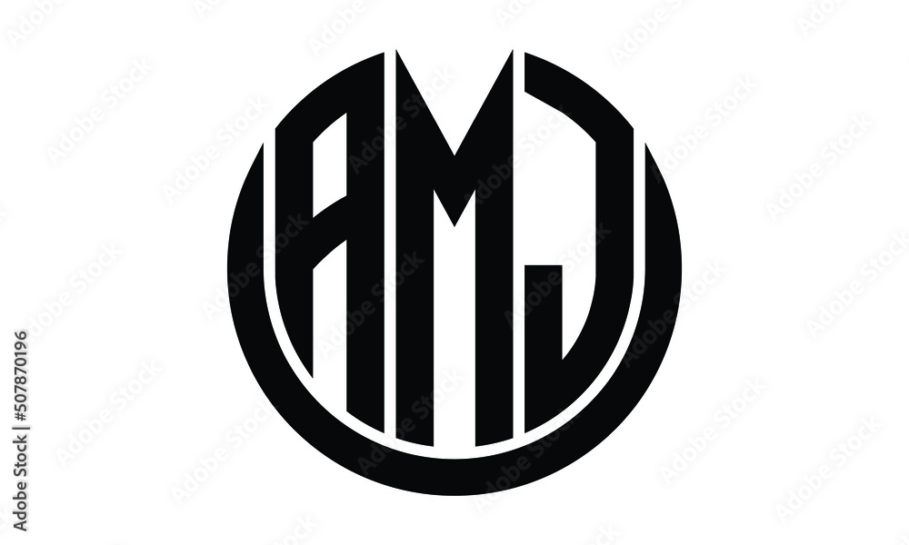 AMJ shield with round shape logo design vector template | monogram logo ...