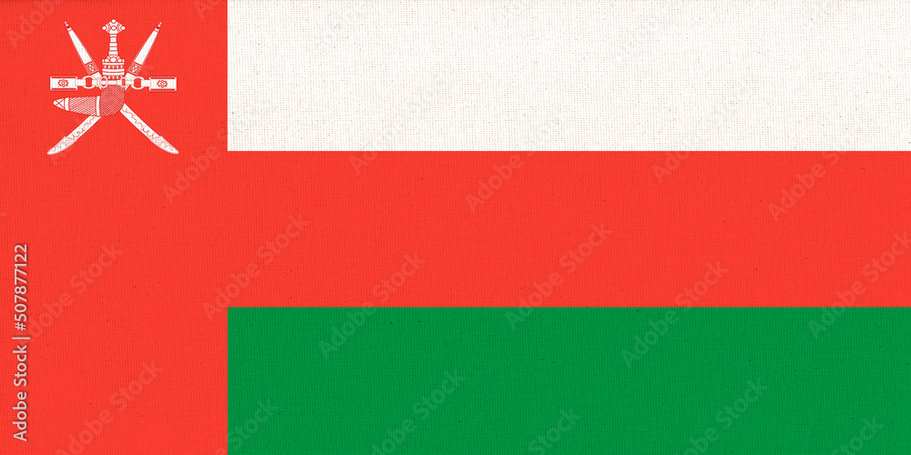 Flag of Sultanate of Oman. Fabric Texture. National symbol. Stock ...