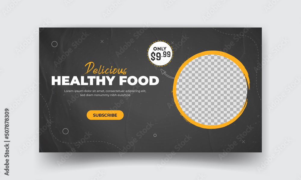 Editable Food and Restaurant video thumbnail and banner design. Social ...