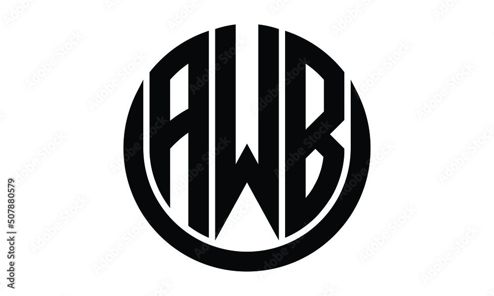 AWB shield with round shape logo design vector template | monogram logo ...