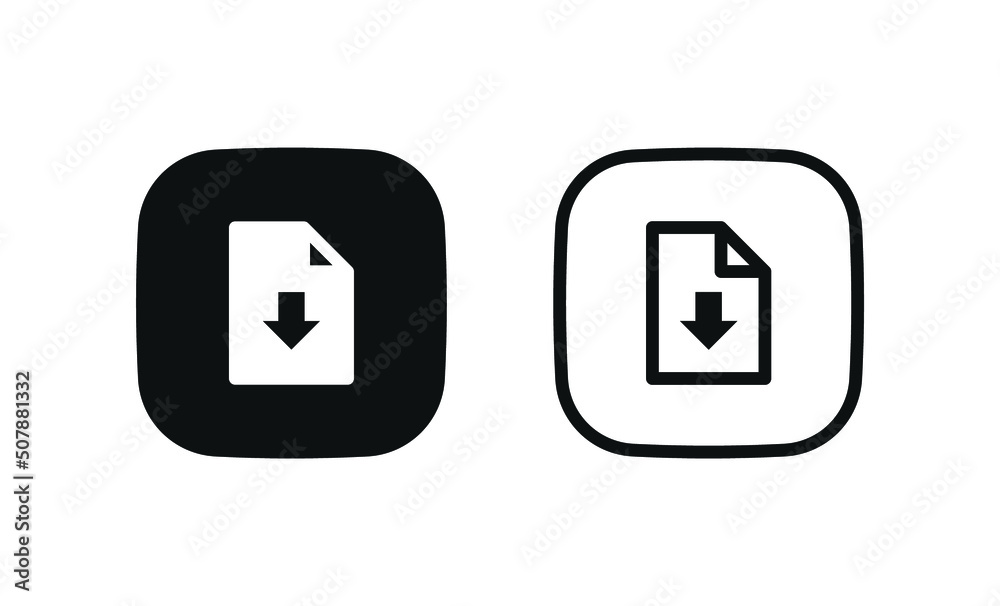 download file icon, file document import icon sign with arrow down ...