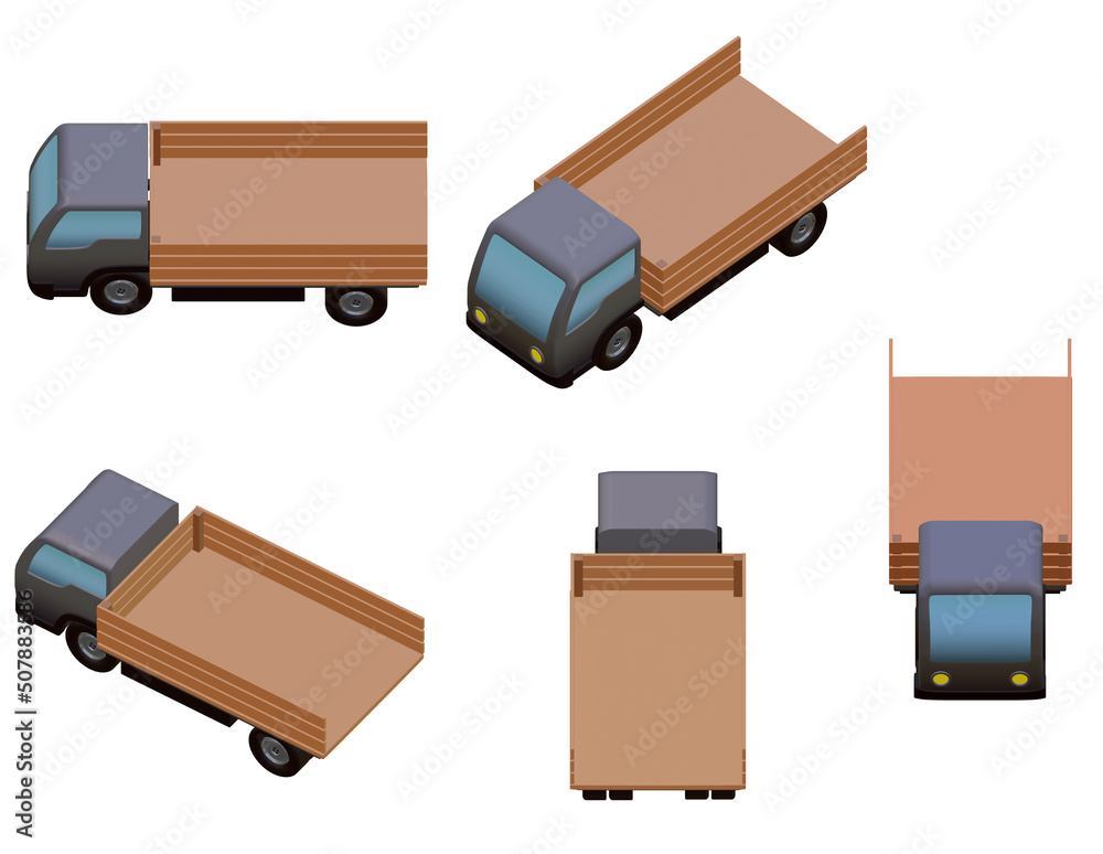 Cartoon delivery truck car 3D render illustration pack from different ...