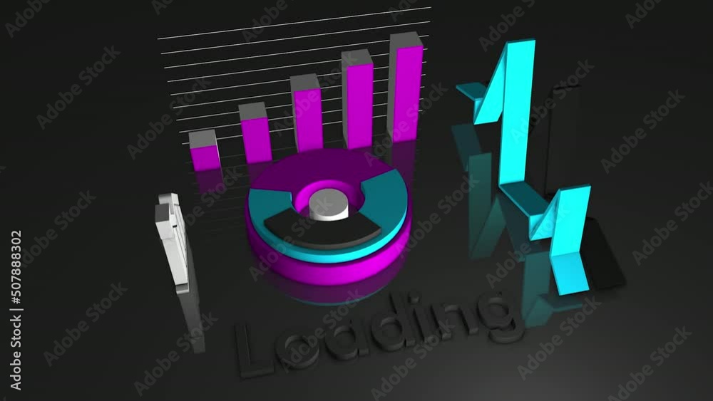 Grey background in animation.Motion. Multi-colored loading charts of ...