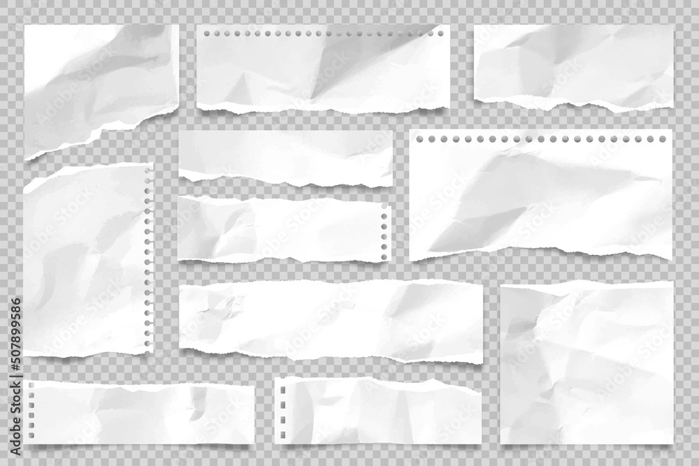 Ripped paper strips isolated on transparent background. Realistic ...