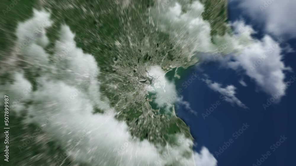 Zooming on Boston, US. Earth zoom in from outer space to city. The ...