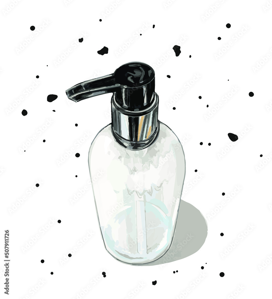 Realistic plastic bottle layout template with airless dispenser ...