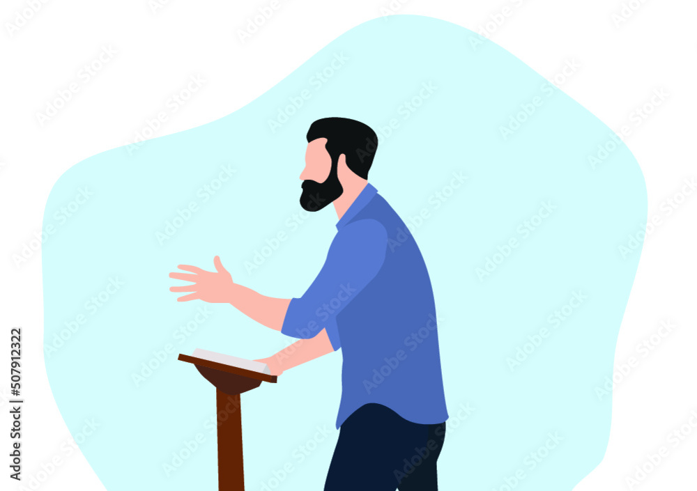 man in church pulpit preaching Stock Vector | Adobe Stock