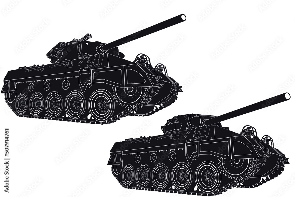 Vector image of the American tank destroyer of the Second World War M18 ...