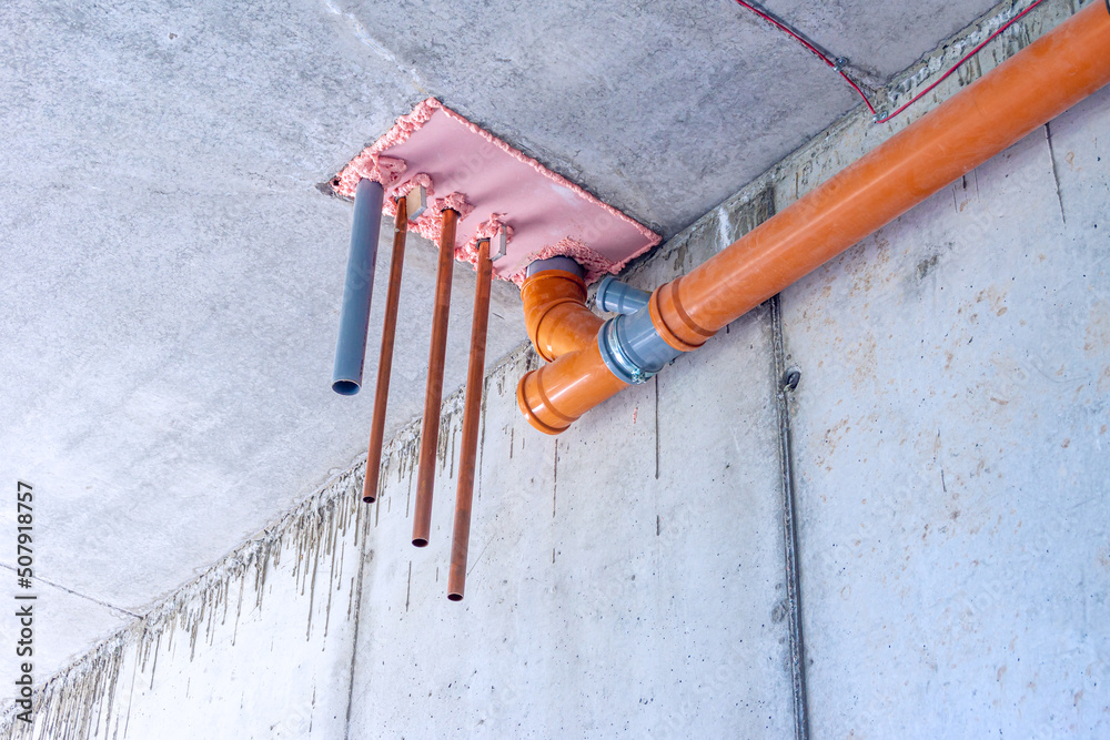 installation of water and sewer pipes in the technological opening of ...