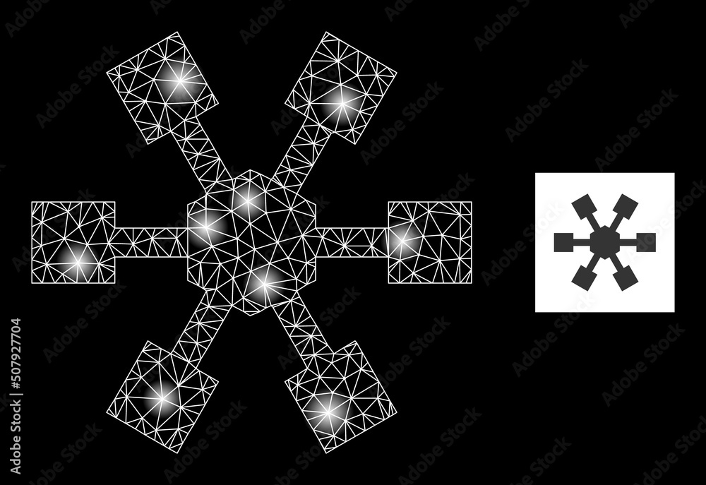 Flare network node links constellation icon with lightspots ...