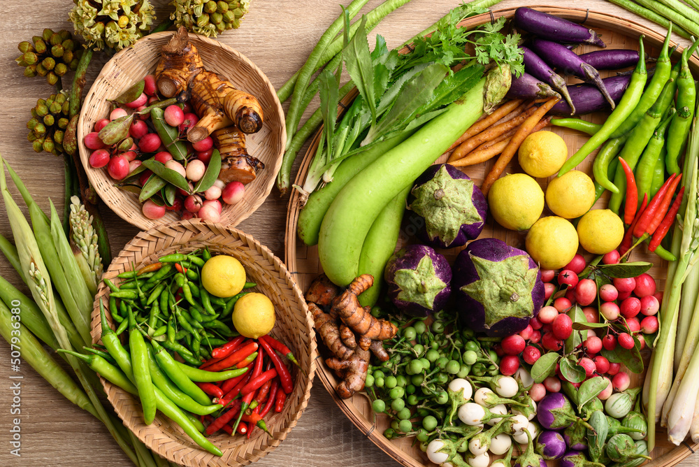 Organic Southeast Asian vegetables from local farmer market in Thailand ...