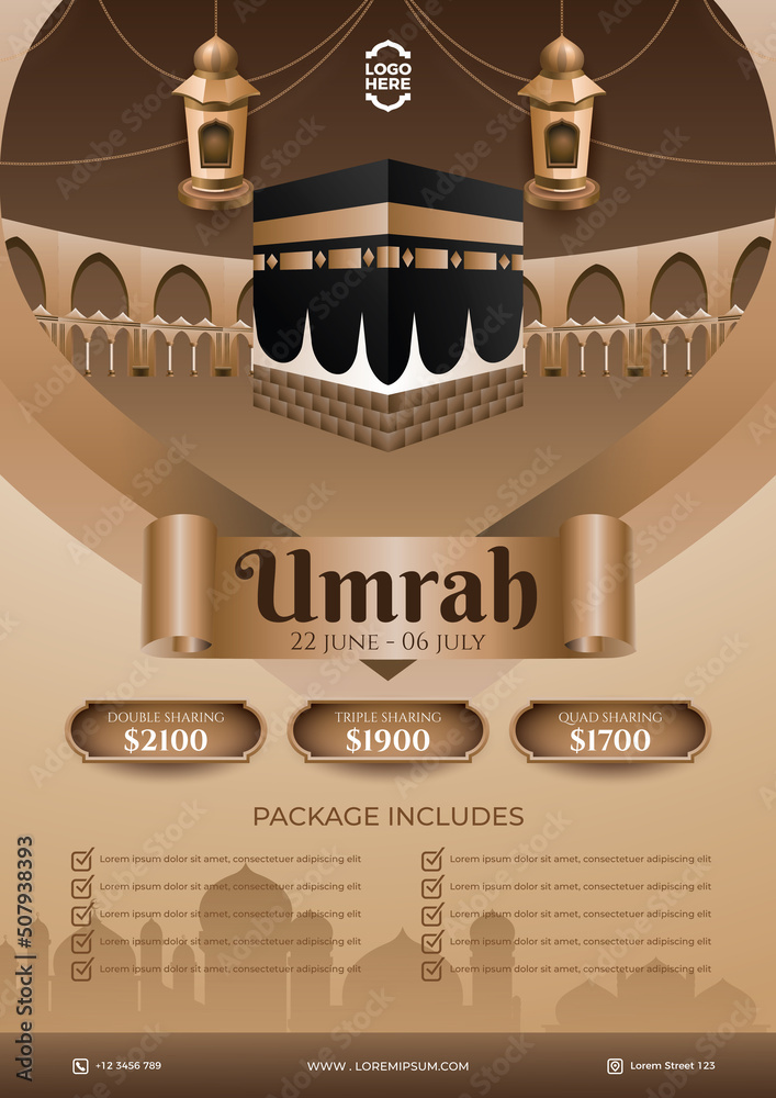 modern design flyer for the price of umrah and hajj packages Stock ...