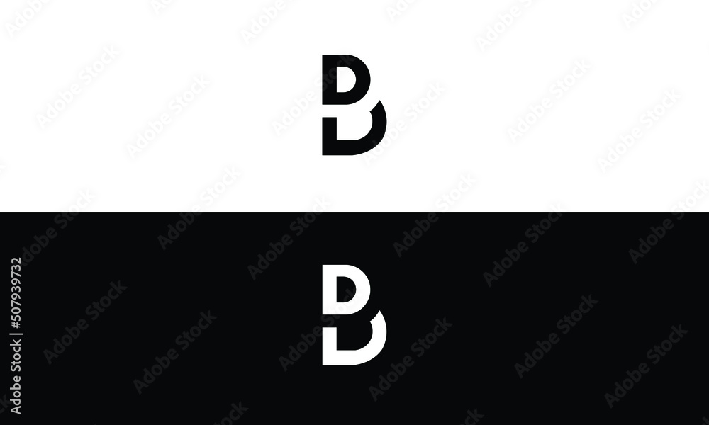 Vettoriale Stock BD B logo design concept with background. Initial based creative minimal ...