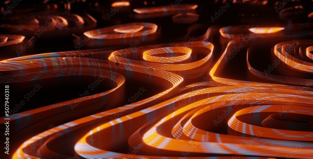 Abstract orange technology background fractal background, hi-tech and ...