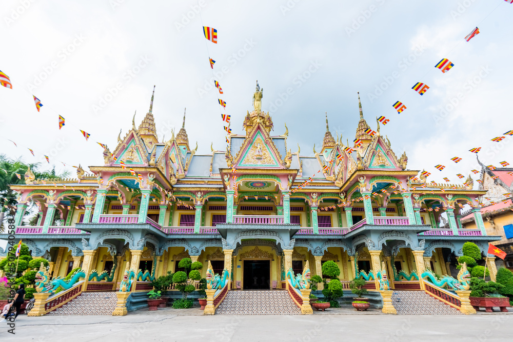 Ancient Khmer pagoda architecture in Soc Trang, Vietnam Stock Photo ...