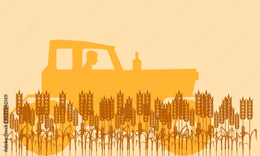 Agricultural machinery. Vehicle for field farm work. Silhouette of ...