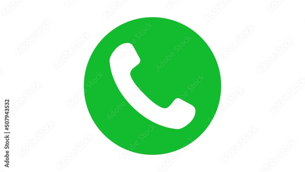 Green Phone Call icon Animation on white background. Animated Contact ...